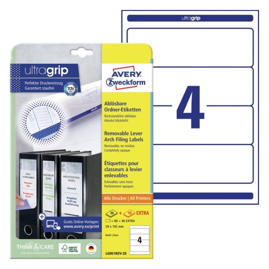 Etykiety do segregatorów | L6061REV-20 | Avery Zweckform