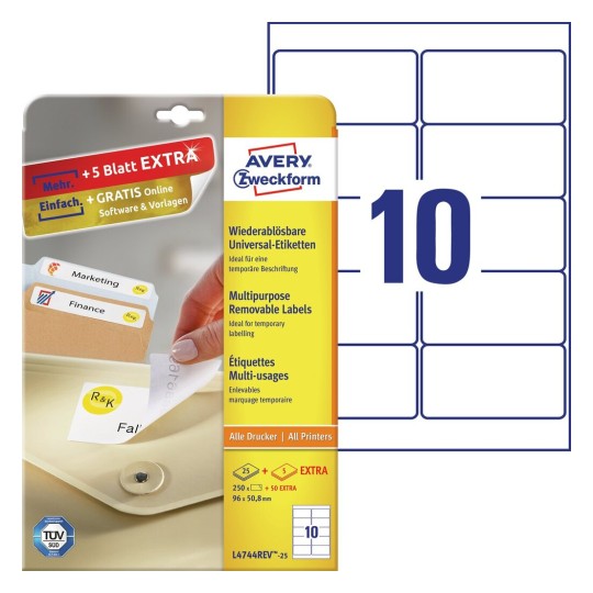 Etykiety samoprzylepne A4 do druku, Avery Zweckform UltraGrip 3659-200 ...